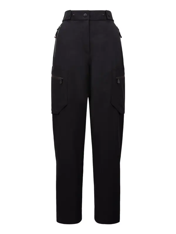 Moncler Cargo Trousers With Belted Waist And Zipper Pockets - Black