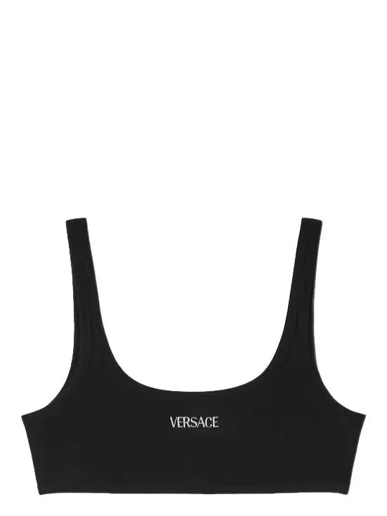 Versace Ribbed Cropped Top - Black