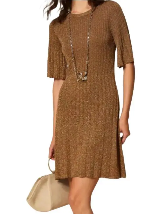 TWINSET Lurex Knit Dress - Brown
