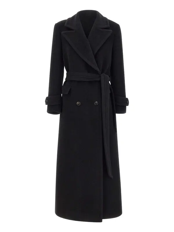 Tagliatore Julia Double-breasted Belted Coat - Black