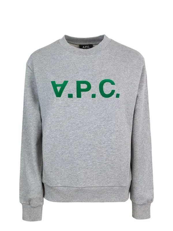 A.p.c. Logo Printed Crewneck Sweatshirt - Gray