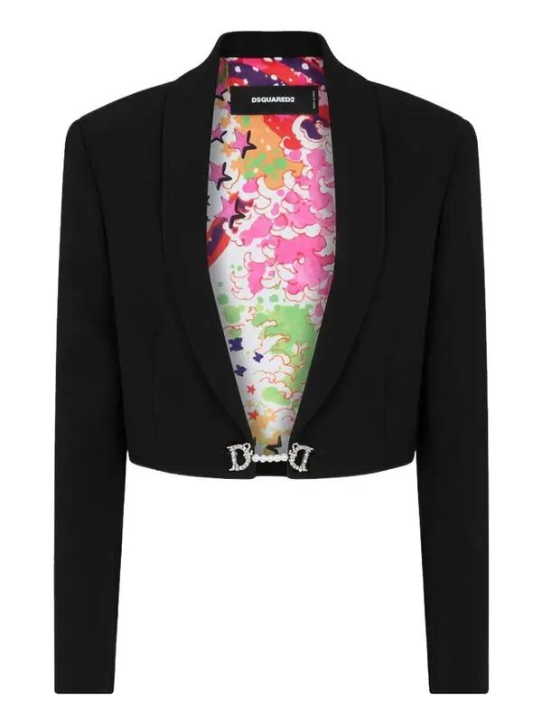 Dsquared2 Logo Plaque Cropped Blazer - Black