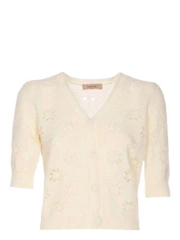 TWINSET Short-sleeved V-neck Knitted Jumper - Nude