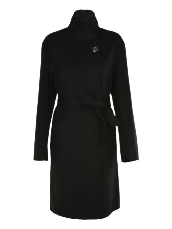 Emporio Armani Belted Logo Coat - Black