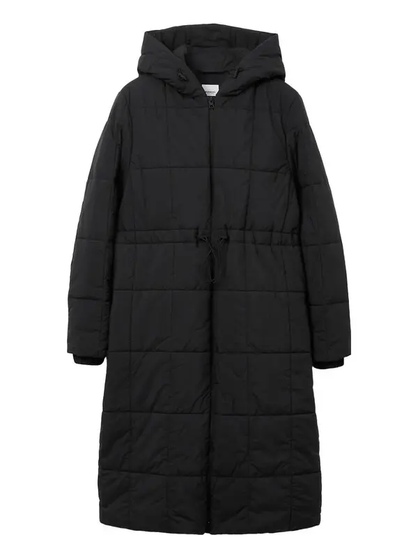 Burberry Quilted Hooded Long-sleeved Coat - Black