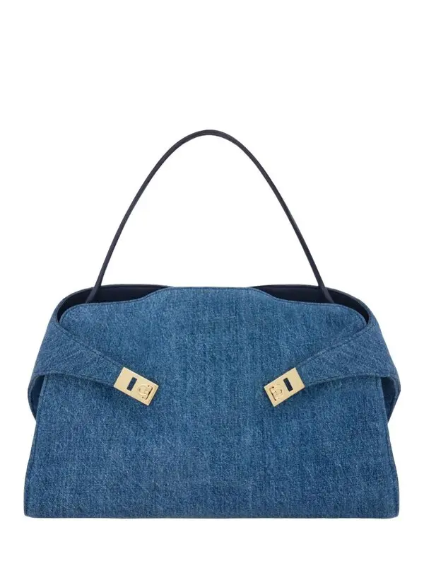 FERRAGAMO Hug Soft Shoulder Bag - Denim