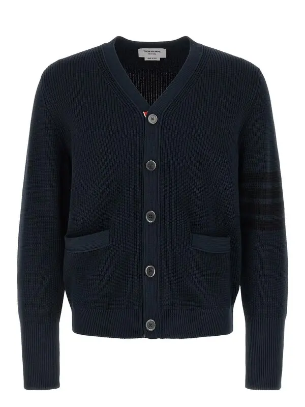Thom Browne Garment Dyed 4-bar Cardigan - Navy Blue