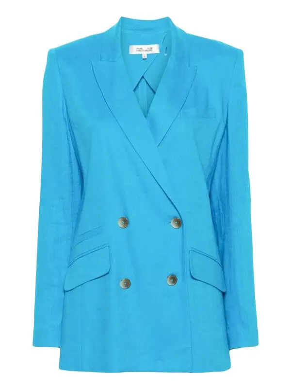 Diane Von Furstenberg Chambray Double-breasted Blazer - Blue