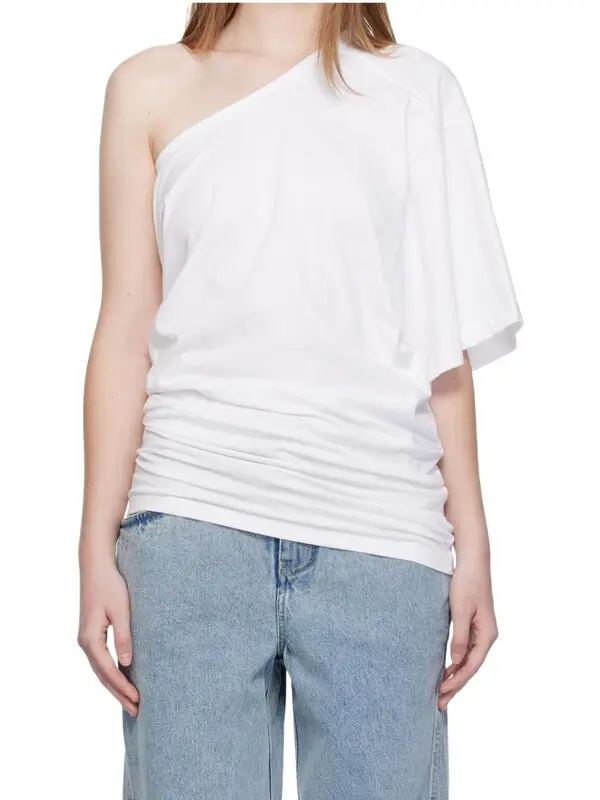 Christopher Esber One-shoulder Draped Jersey T-shirt - White