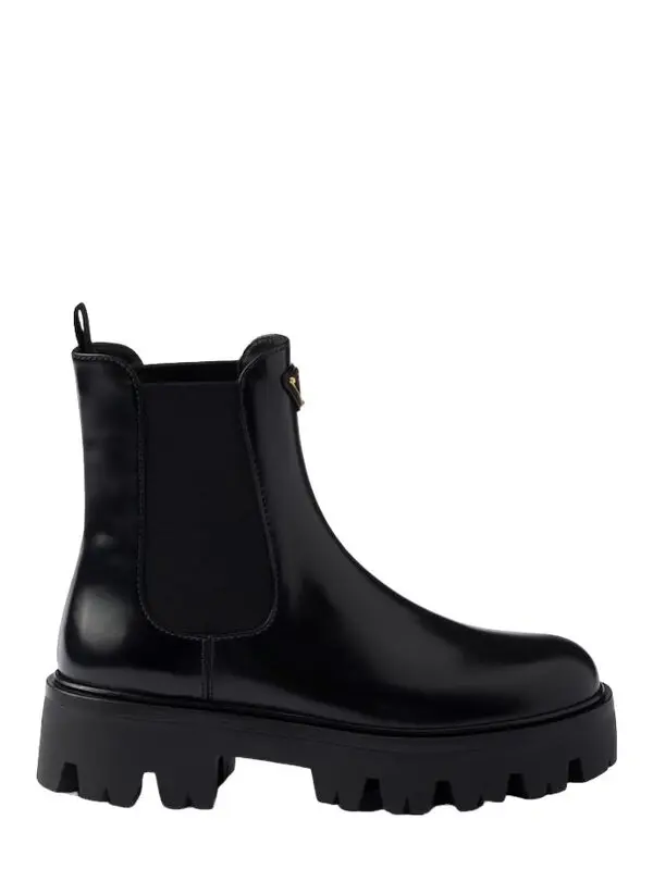 Prada Logo Plaque Chelsea Boots - Black