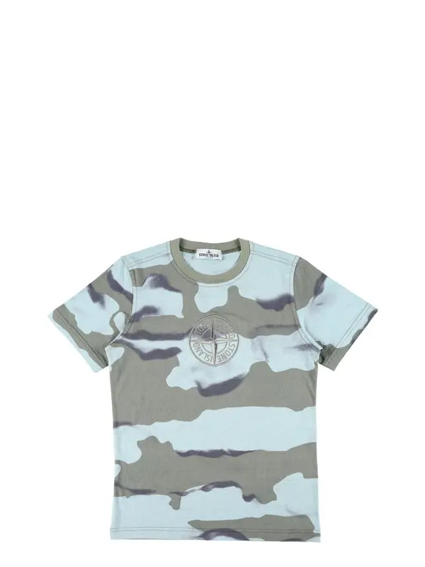 Stone Island Camouflage Print Crewneck T-shirt - Sky Color