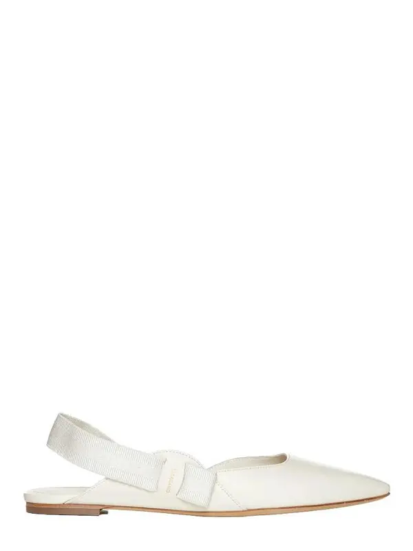 FERRAGAMO Vara Ballet Flats With Exposed Heels - White