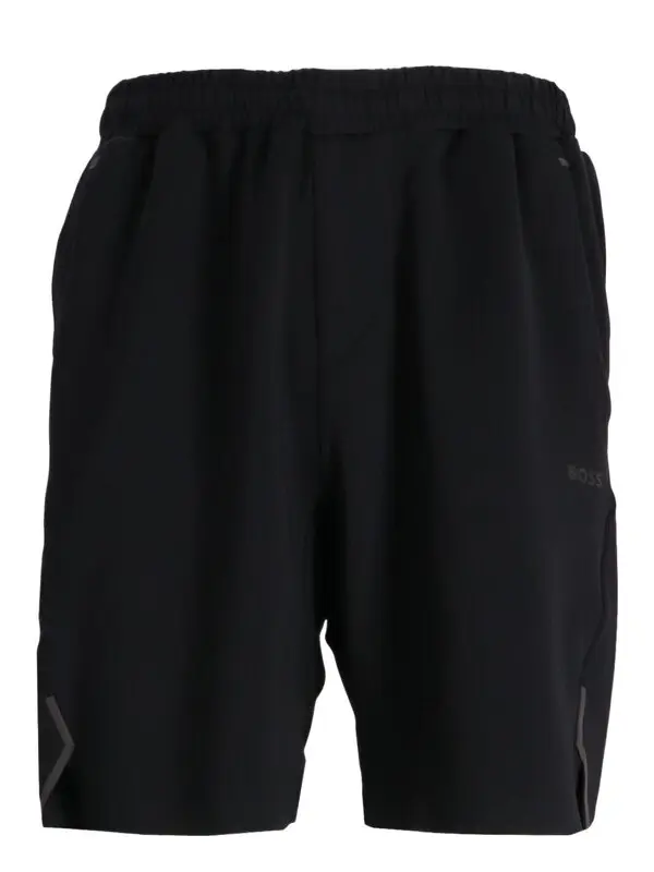 Hugo Boss Elasticated-waistband Track Shorts With Zippered Pocket And Reflective Trim - Black