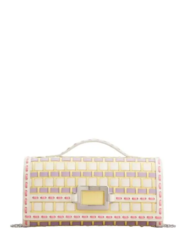 ROGER VIVIER Belle Vivier Woven Clutch Bag - Off-white, Purple