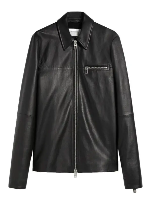 Sportmax Zipped Leather Jacket - Black