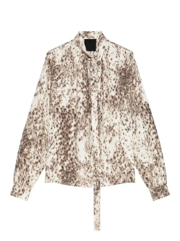 Givenchy Blouse With Snow Leopard Print And Lavalliere - Nude