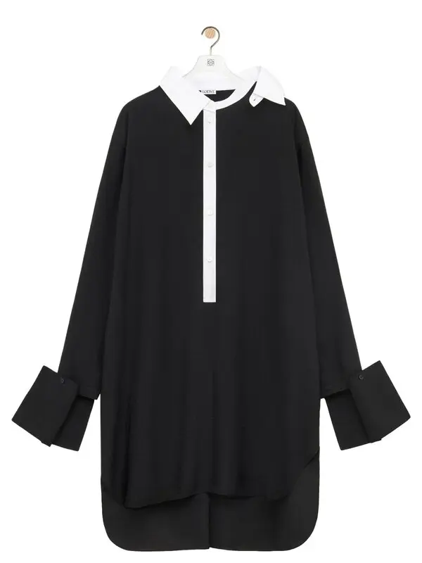 Loewe Anagram Embroidered Shirt Dress - Black