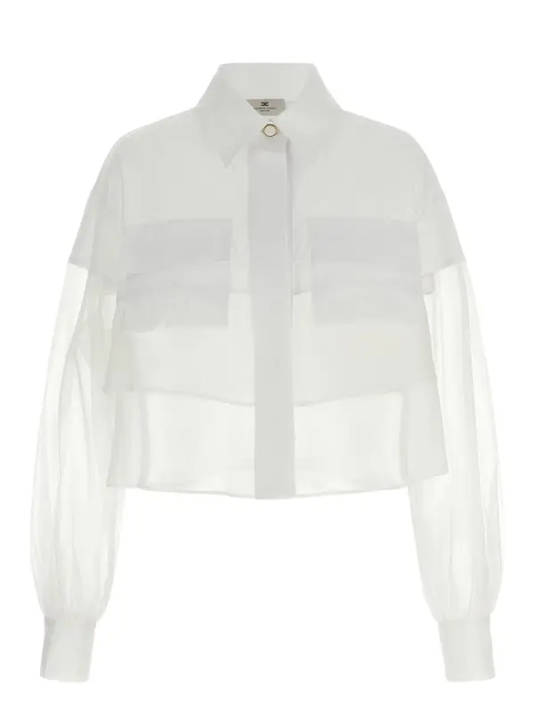 Elisabetta Franchi Layered Cropped Shirt - White
