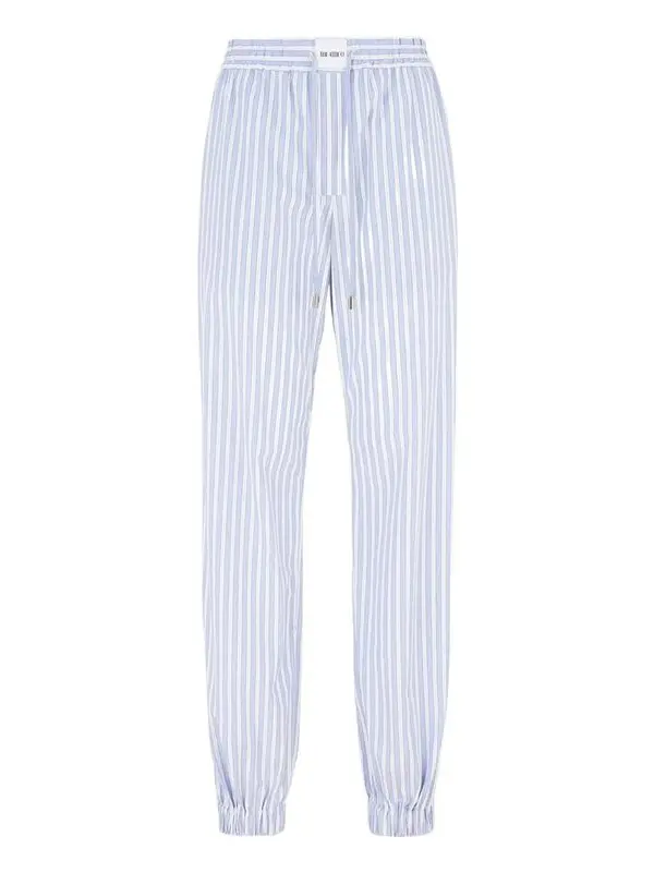 Attico Striped Drawstring Trousers - White And Navy Blue