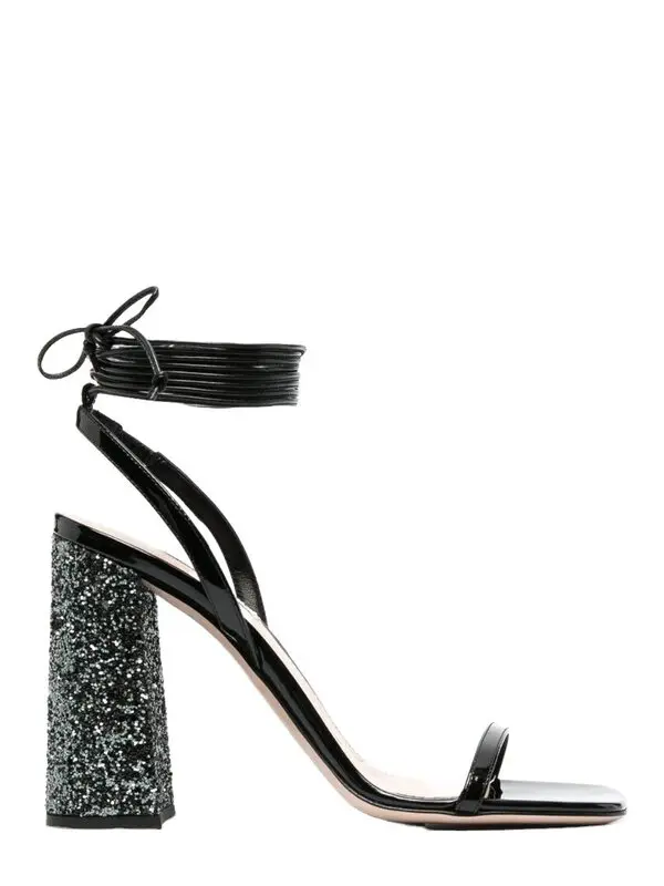 Miu Miu Glitter-heel Sandals - Black