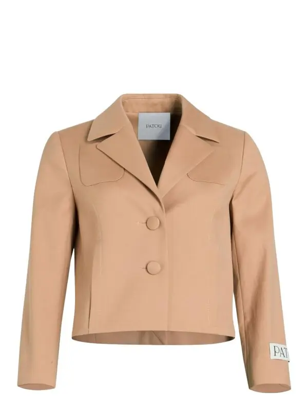 PATOU Cropped Blazer With Lapel Collar - Nude
