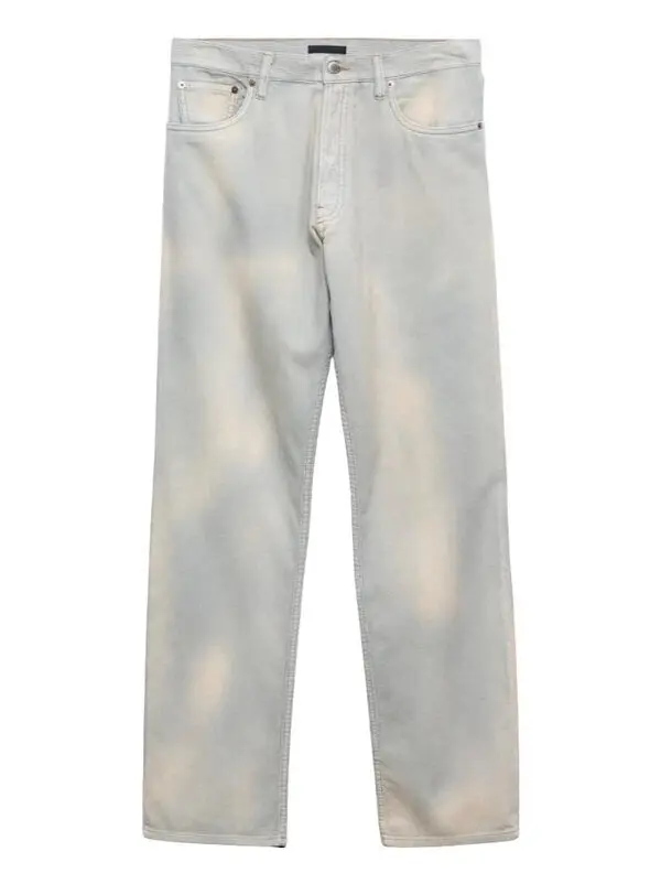 Prada Logo Patch Straight-leg Jeans - Light Blue