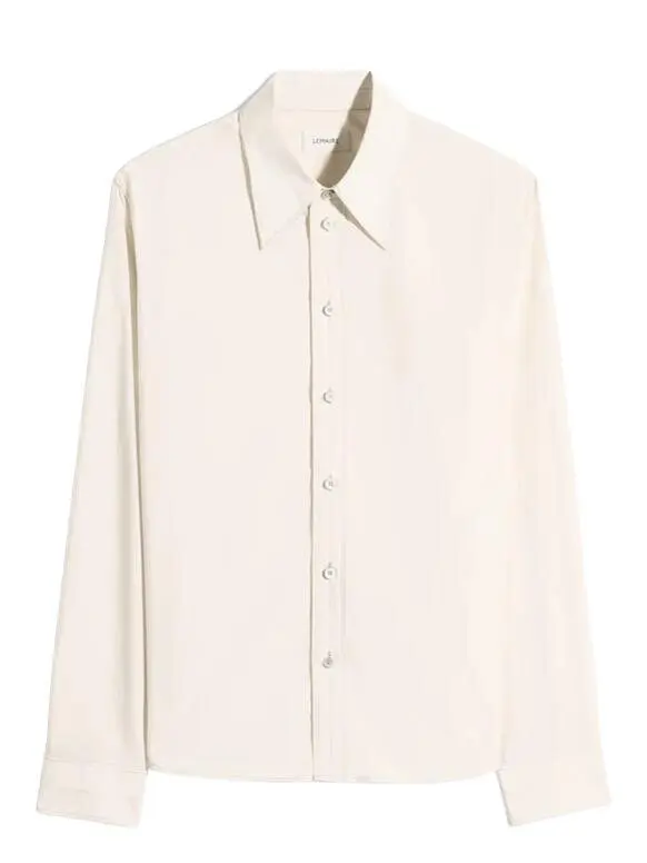 LEMAIRE Button-down Long-sleeve Shirt With Pointed Collar And Mother-of-pearl Buttons - Light Cream