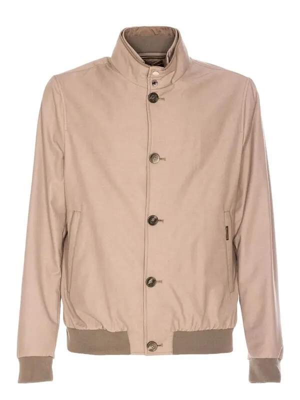 MOORER High-necked Jacket With Button-front Closure - Nude