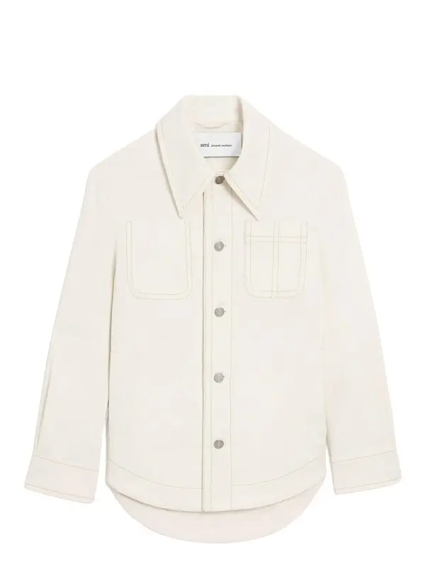 Ami Worker Buttoned Jacket - White Cream