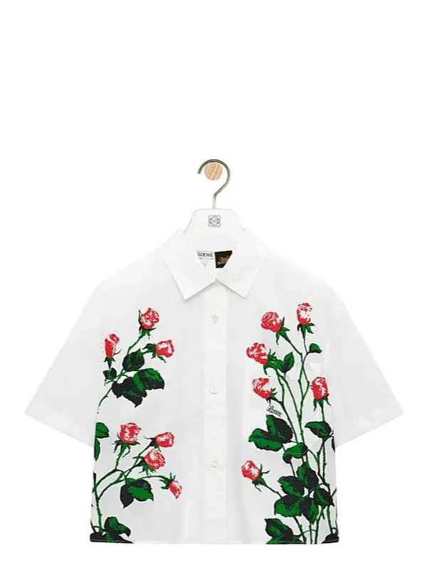 Loewe Short Sleeve Shirt With Rose Graphic - White
