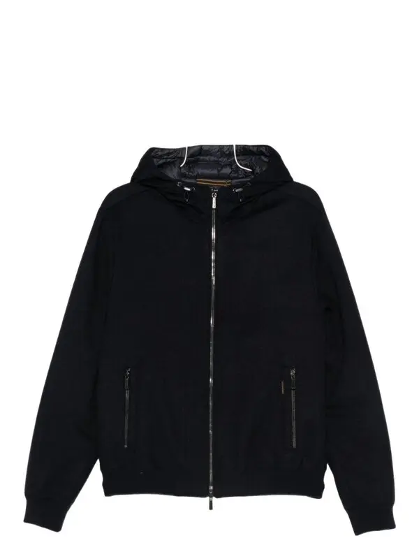 MOORER Zip Up Hooded Jacket - Black