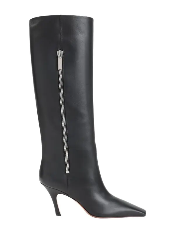 Amina Muaddi Pointed Toe Zip-up Slanted Heel Boots - Black