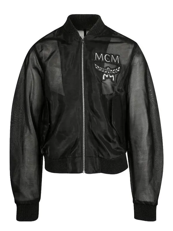 Mcm Letter Logo Bomber Jacket - Black