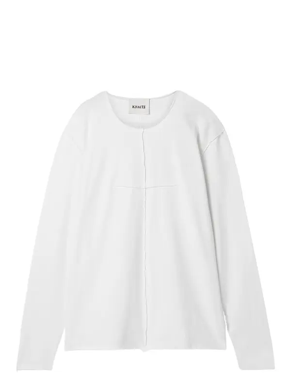 Khaite Kit Top Long Sleeve Round Neck - White