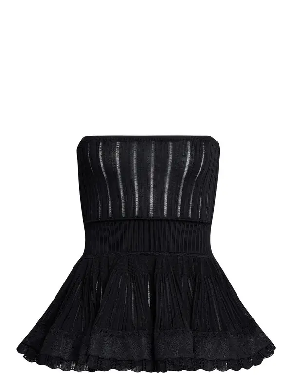 Alaïa Crinoline Ribbed-knit Sleeveless Top - Black