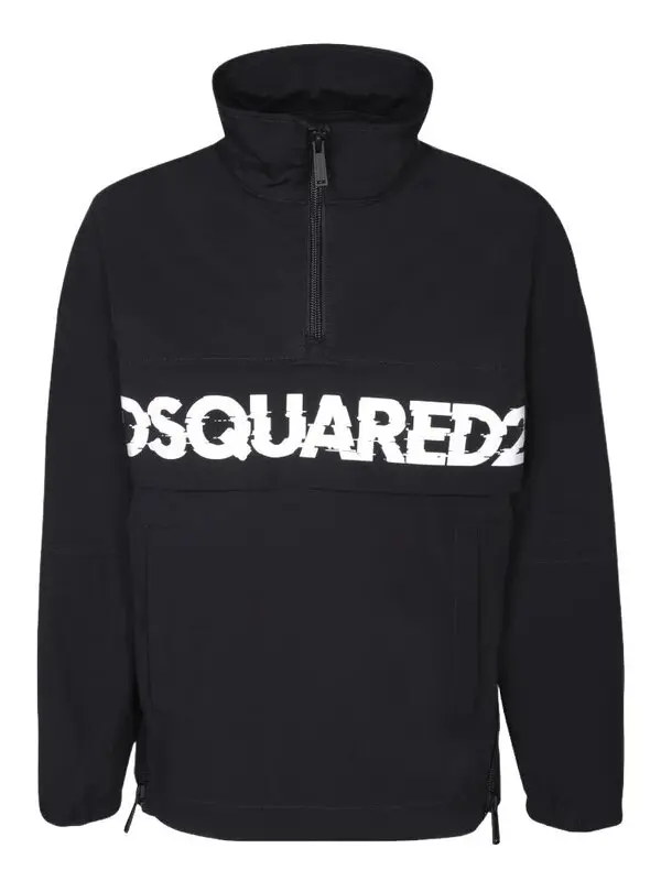 Dsquared2 Logo High Neck Zip-up Jacket - Black