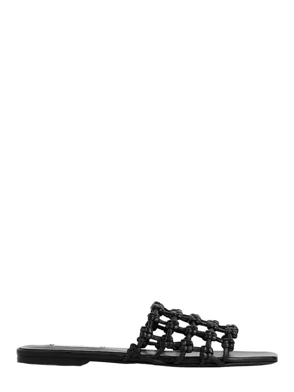 TOTEME Braided Bandeau Flat Sandals - Black