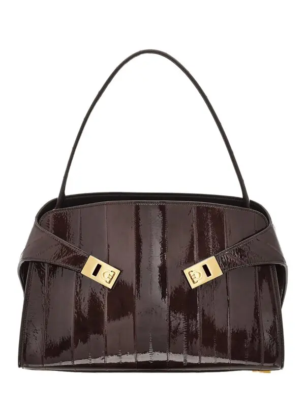 FERRAGAMO Hug Soft Shoulder Bag - Dark Brown
