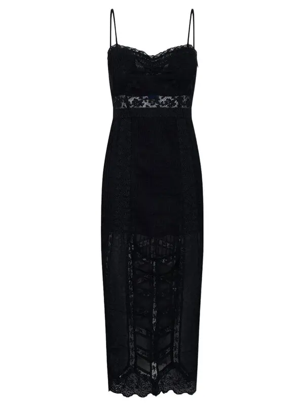 LoveShackFancy Celadine Lace Midi Dress - Black