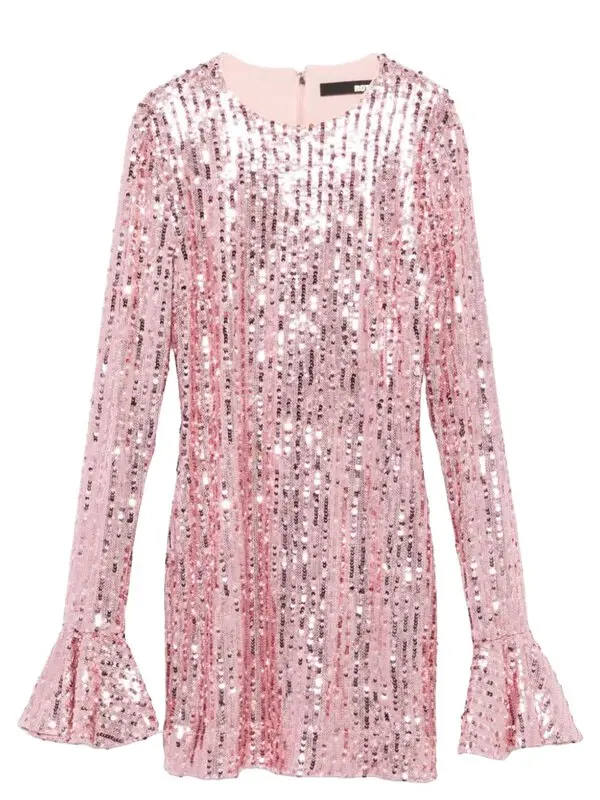ROTATE BY BIRGER CHRISTENSEN Sequined Long Sleeve Mini Dress - Nude