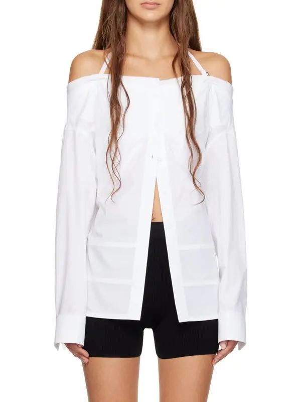 Jacquemus La Chemise Peplo Off-the-shoulder Shirt - White
