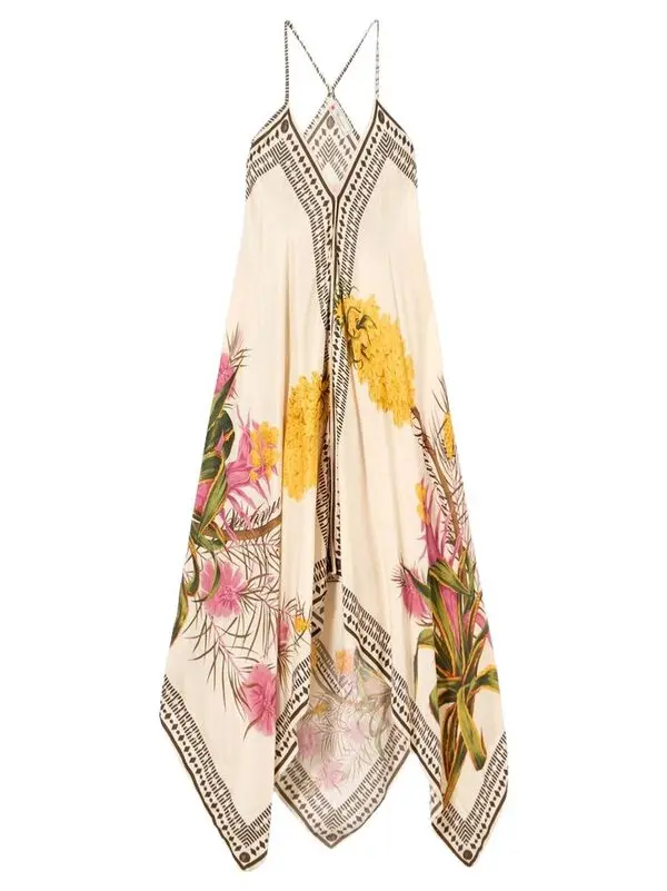 Blumarine Long Printed Twill Dress - Nude