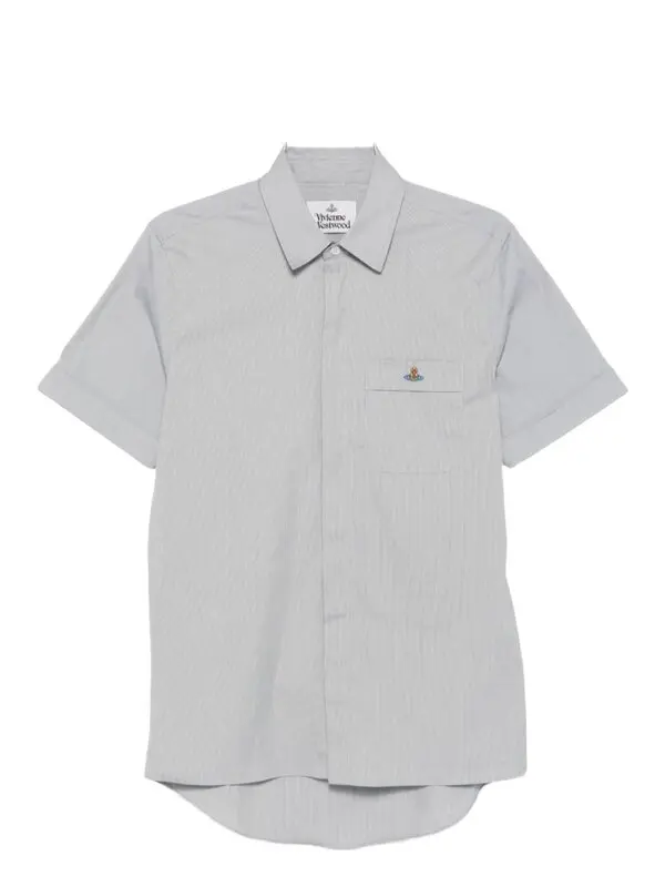 VIVIENNE WESTWOOD Orb-embroidered Short-sleeve Shirt - Gray