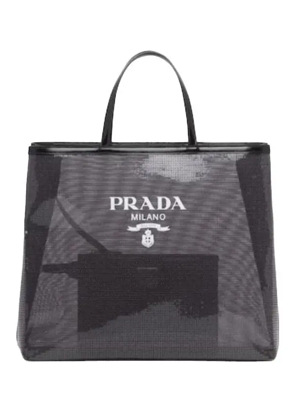 Prada Sequined Mesh Tote Bag - Black