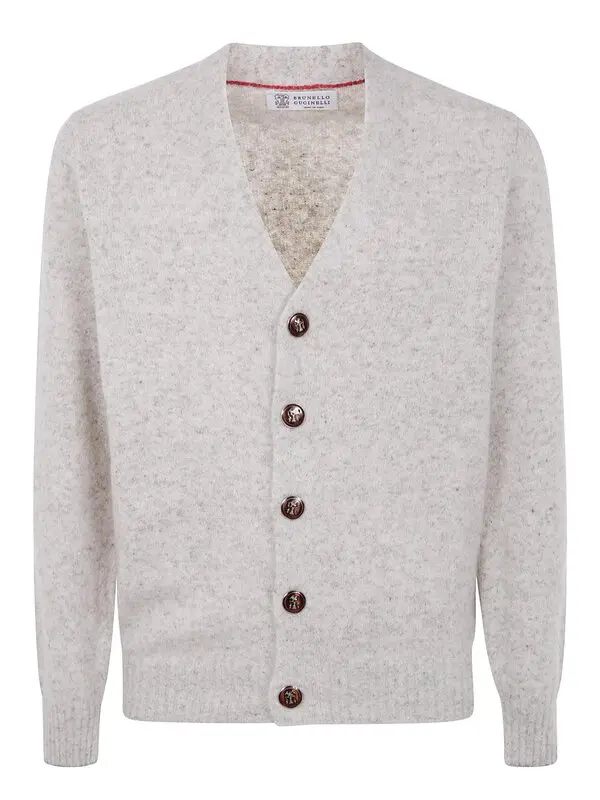 Brunello Cucinelli Long-sleeved Knitted Cardigan - White