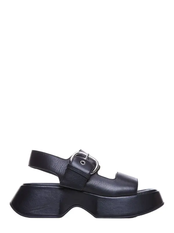 VIC MATIE Chunky Buckle Platform Sandals - Black
