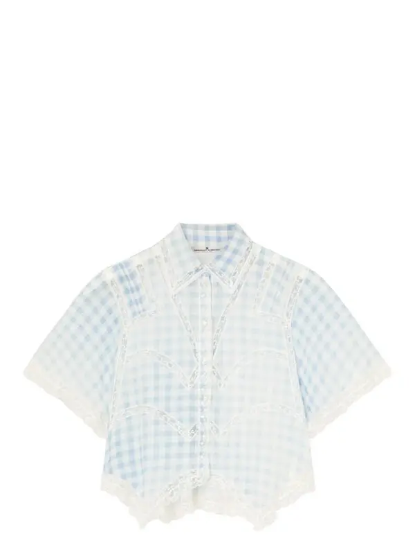 Ermanno Scervino Checkered Lace Trim Shirt - White
