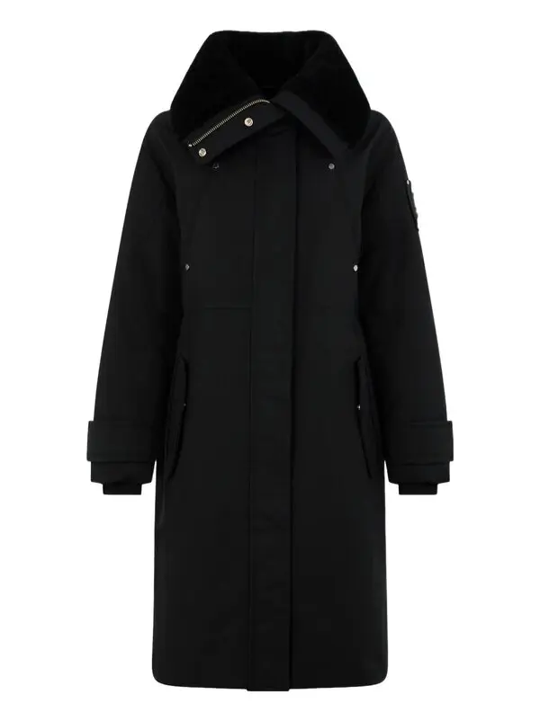Moose Knuckles Long Sleeve Down Jacket With Merino Wool Collar - Black/black