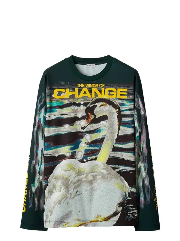 Burberry Graphic Print Crewneck Long Sleeve Sweatshirt - Gray