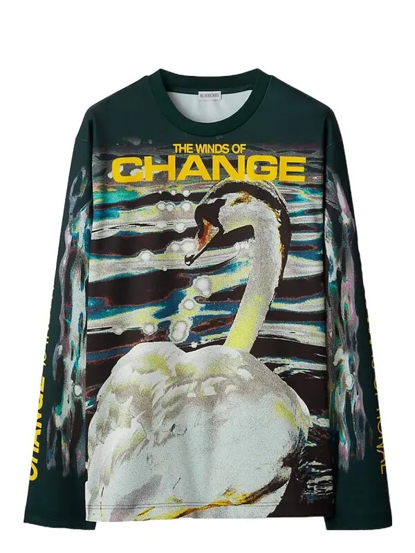 Burberry Graphic Print Crewneck Long Sleeve Sweatshirt - Gray
